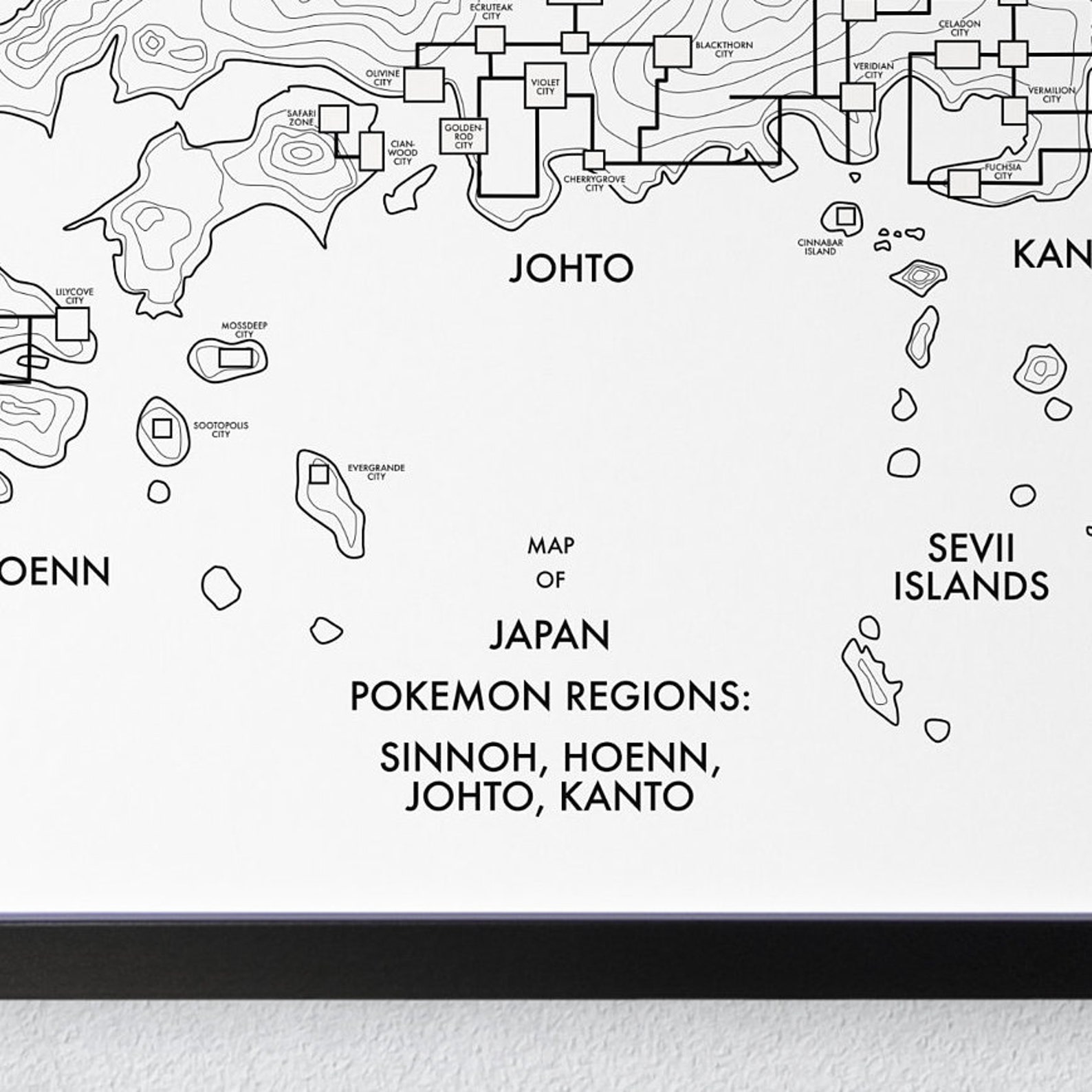 Japan Pokemon Regions Map Poster: Kanto, Johto, Sinnoh, Hoenn - Etsy UK