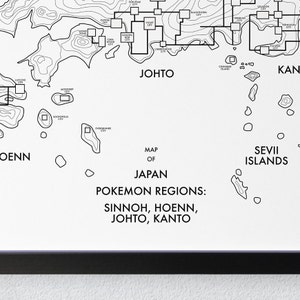 Pokemon Regions Map Poster Johto Kanto Sinnoh Hoenn Based on Japan in ...