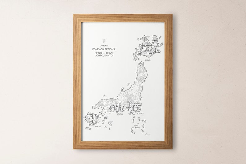 Pokemon Regions Map Print, Japan, Sinnoh Johto Kanto Hoenn - Etsy