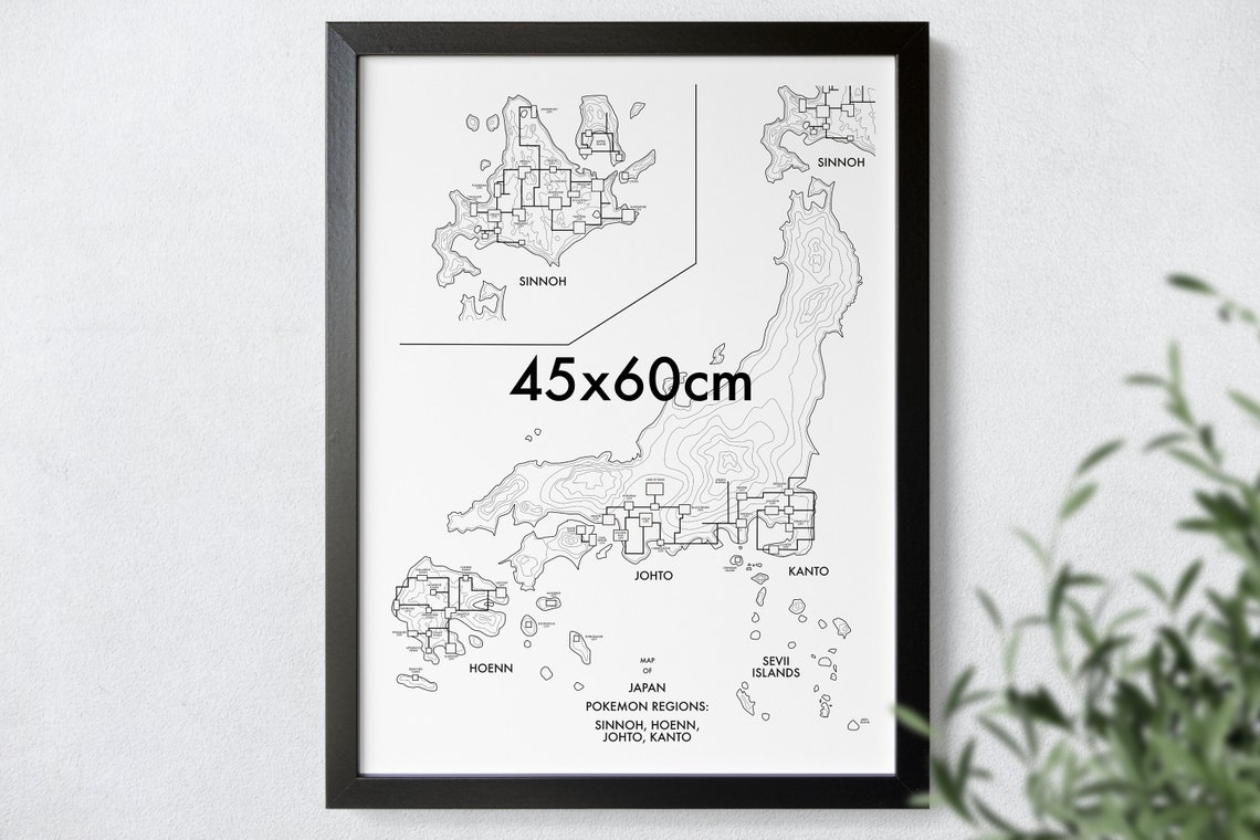 Pokemon Regions Map Poster Johto Kanto Sinnoh Hoenn 6 | Etsy UK