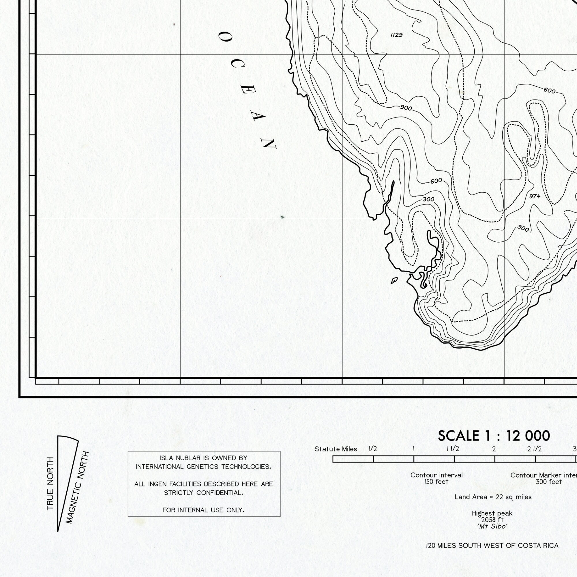 Jurassic Park Map Minimalist Poster Isla Nublar Movie Film Print ...