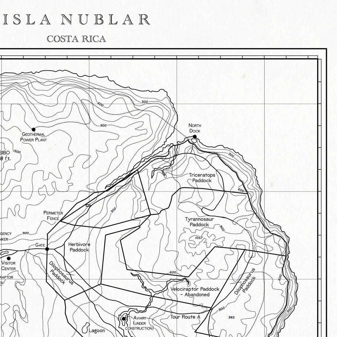 Jurassic Park Map Minimalist Poster Isla Nublar Movie Film - Etsy