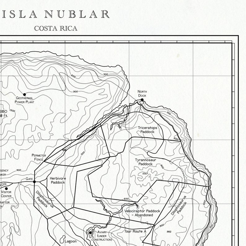 Jurassic Park Map Minimalist Poster Isla Nublar Movie Film - Etsy