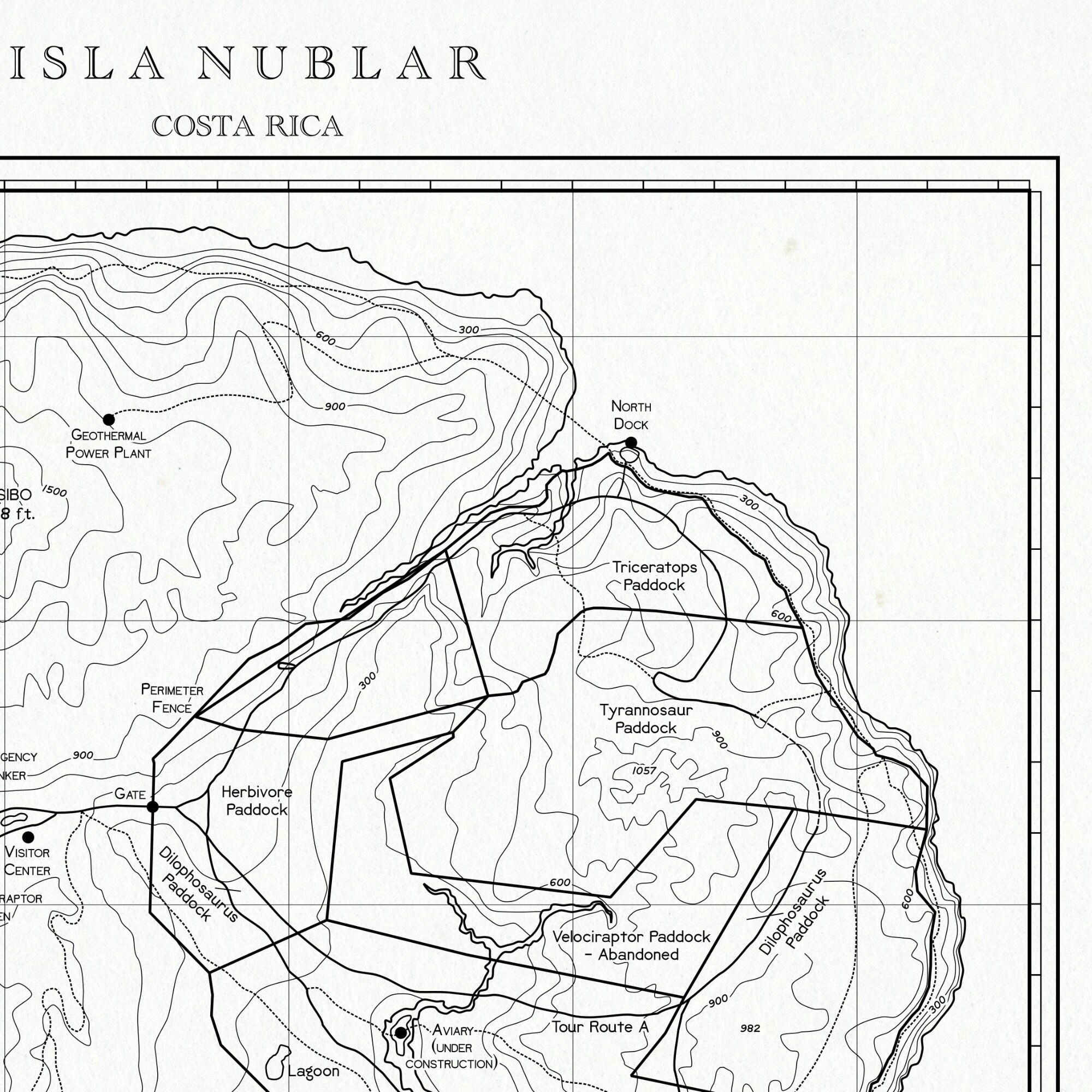 Jurassic Park Isla Nublar Topographic Map Print: Movie Film Poster - Etsy