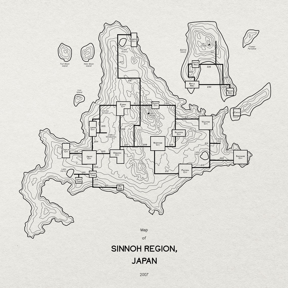 Pokemon Wall Art Sinnoh Map Video Game Posters Pokemon Map - Etsy UK