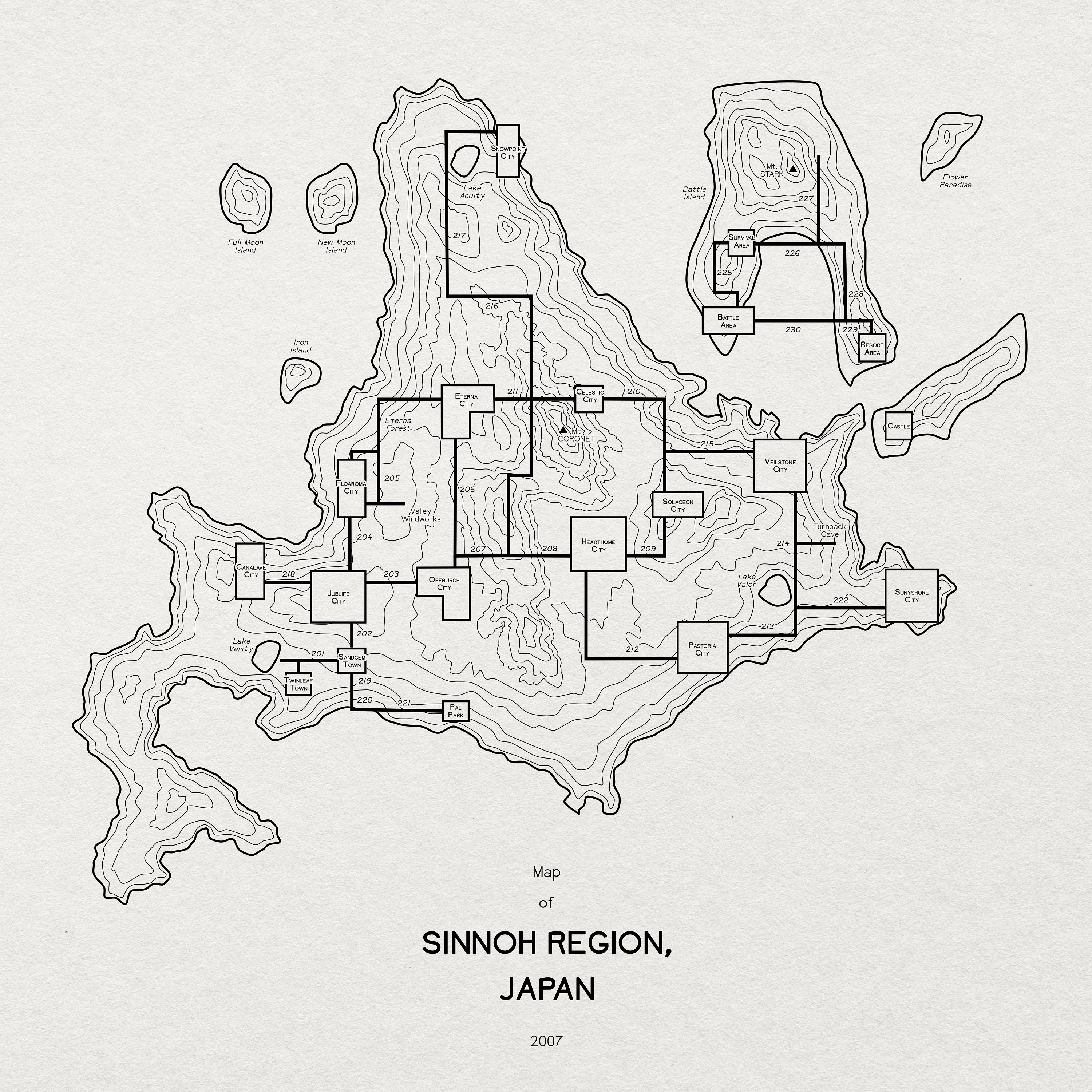 Pokemon Wall Art Sinnoh Map Video Game Posters Pokemon Map - Etsy UK