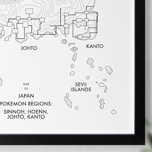 Pokemon Map Japan Print - 8x10 Inches - Game Poster - Johto Kanto ...