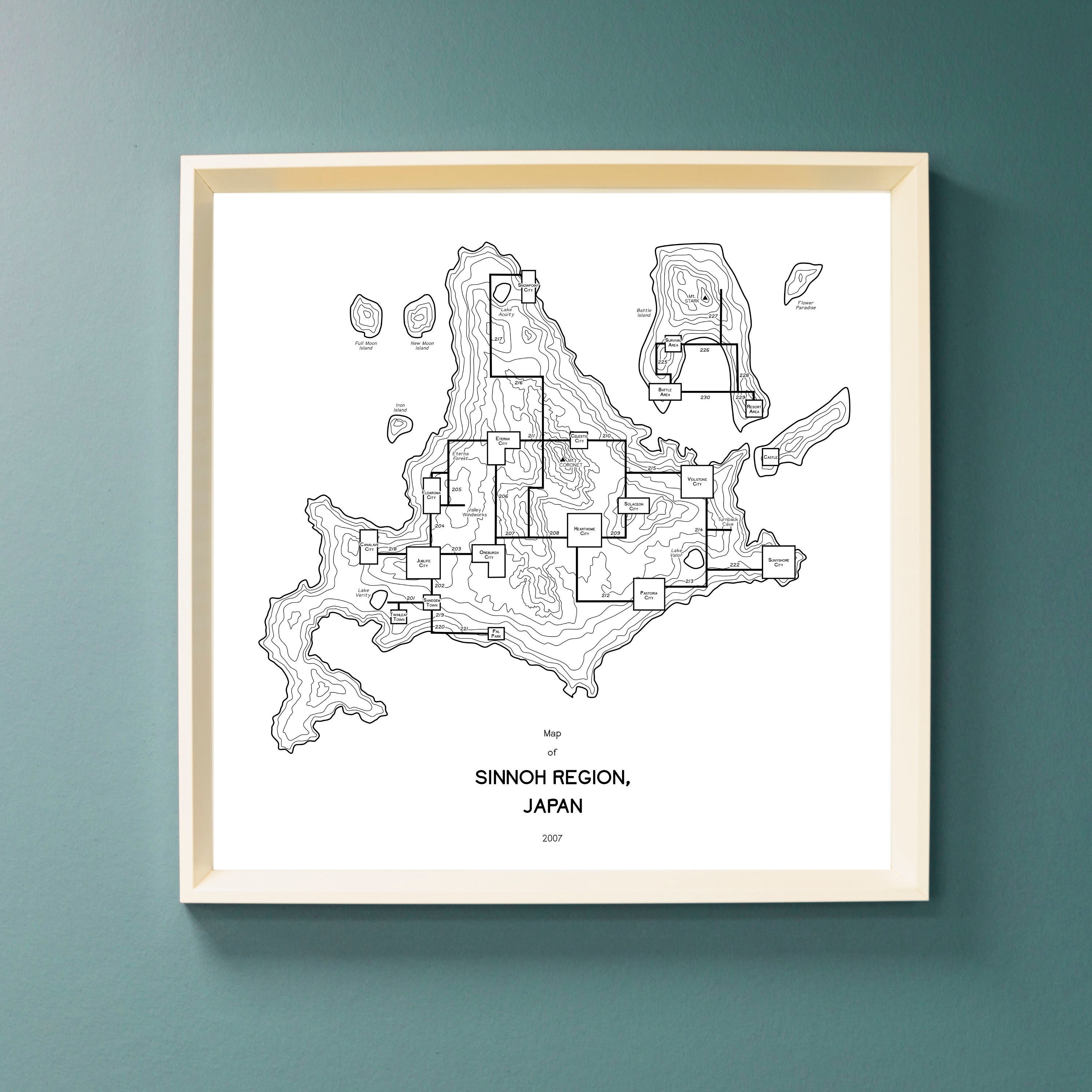 Pokemon Wall Art Sinnoh Map Video Game Posters Pokemon Map - Etsy UK