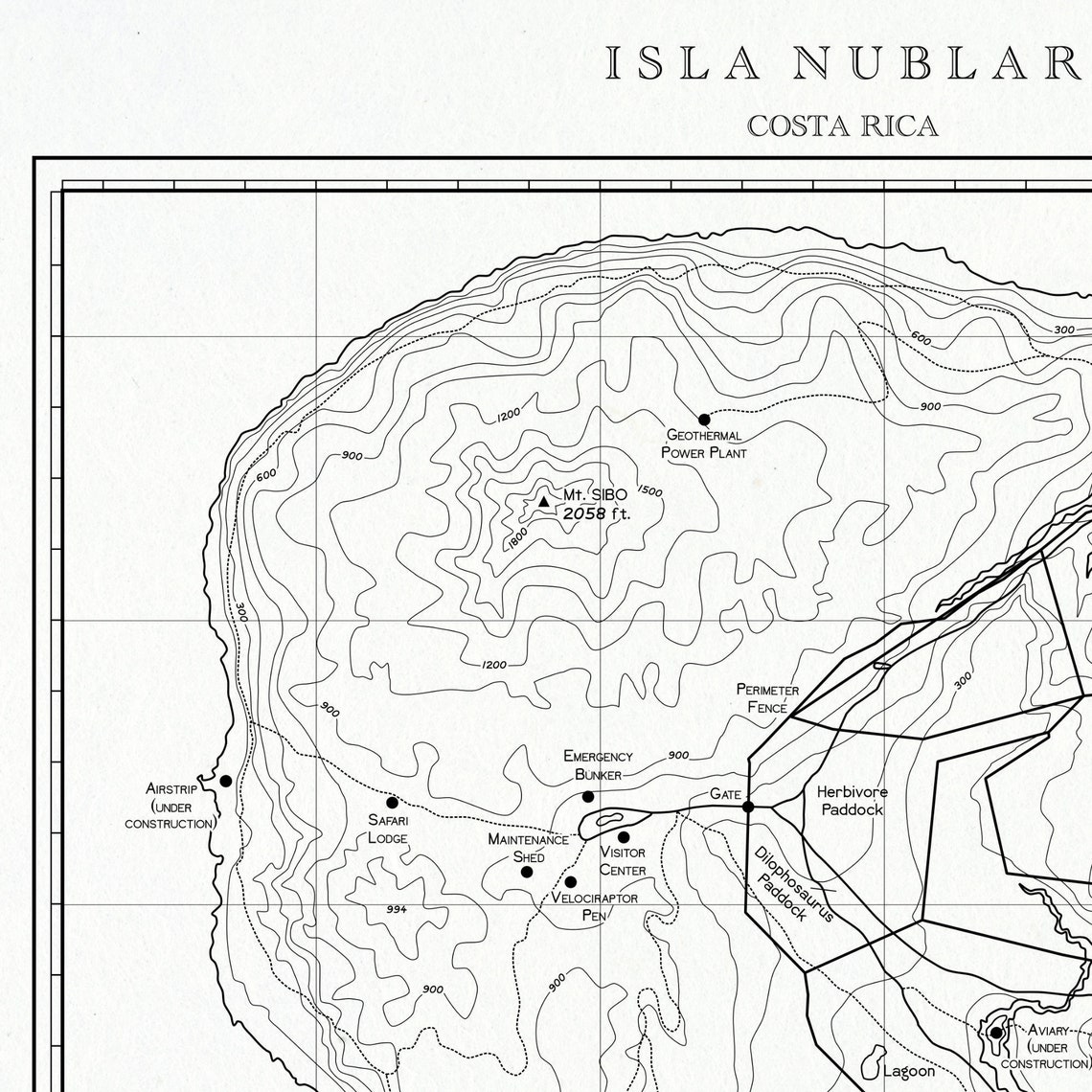 Jurassic Park Map Minimalist Poster Isla Nublar Movie Film - Etsy