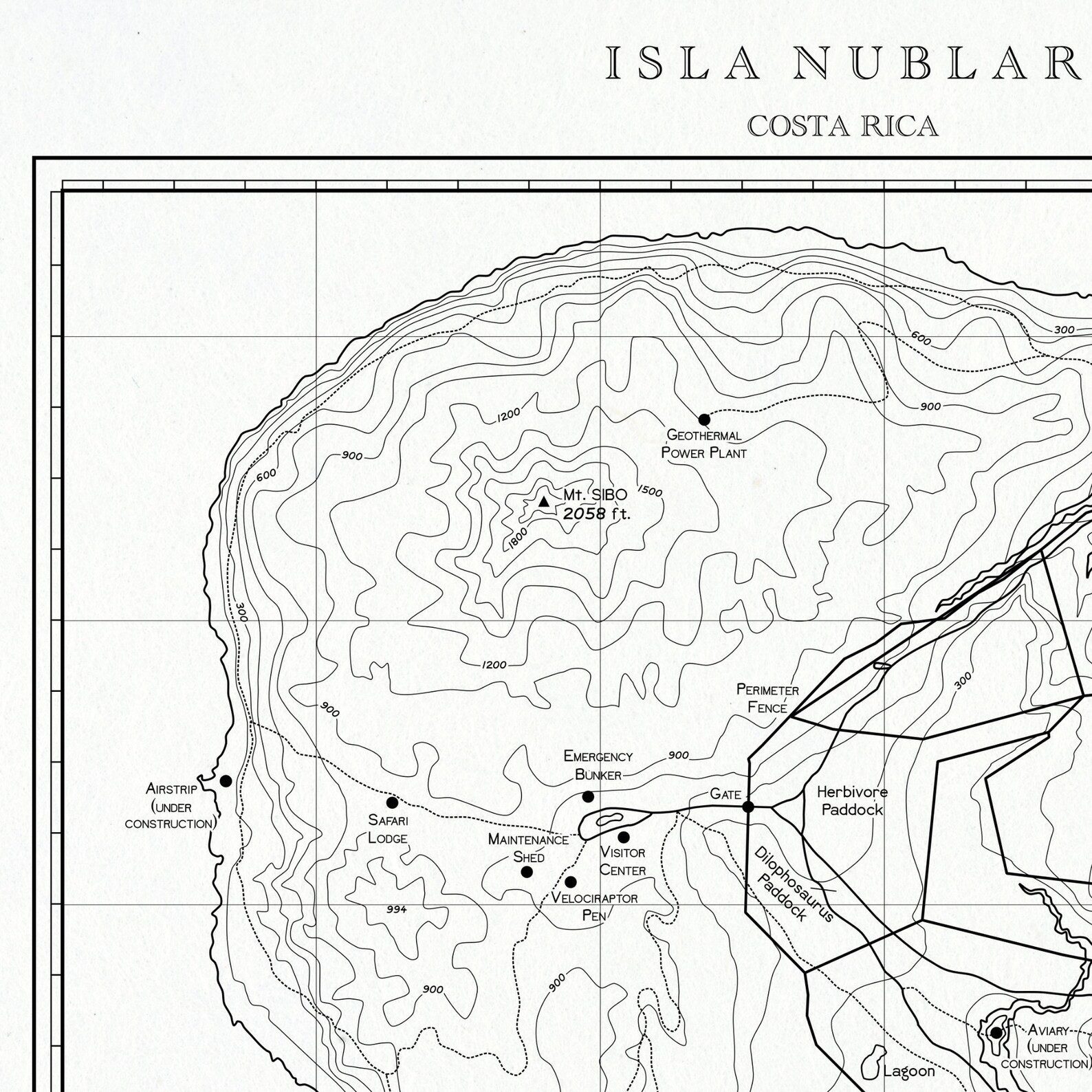 Jurassic Park Map Minimalist Poster Isla Nublar Movie Film - Etsy