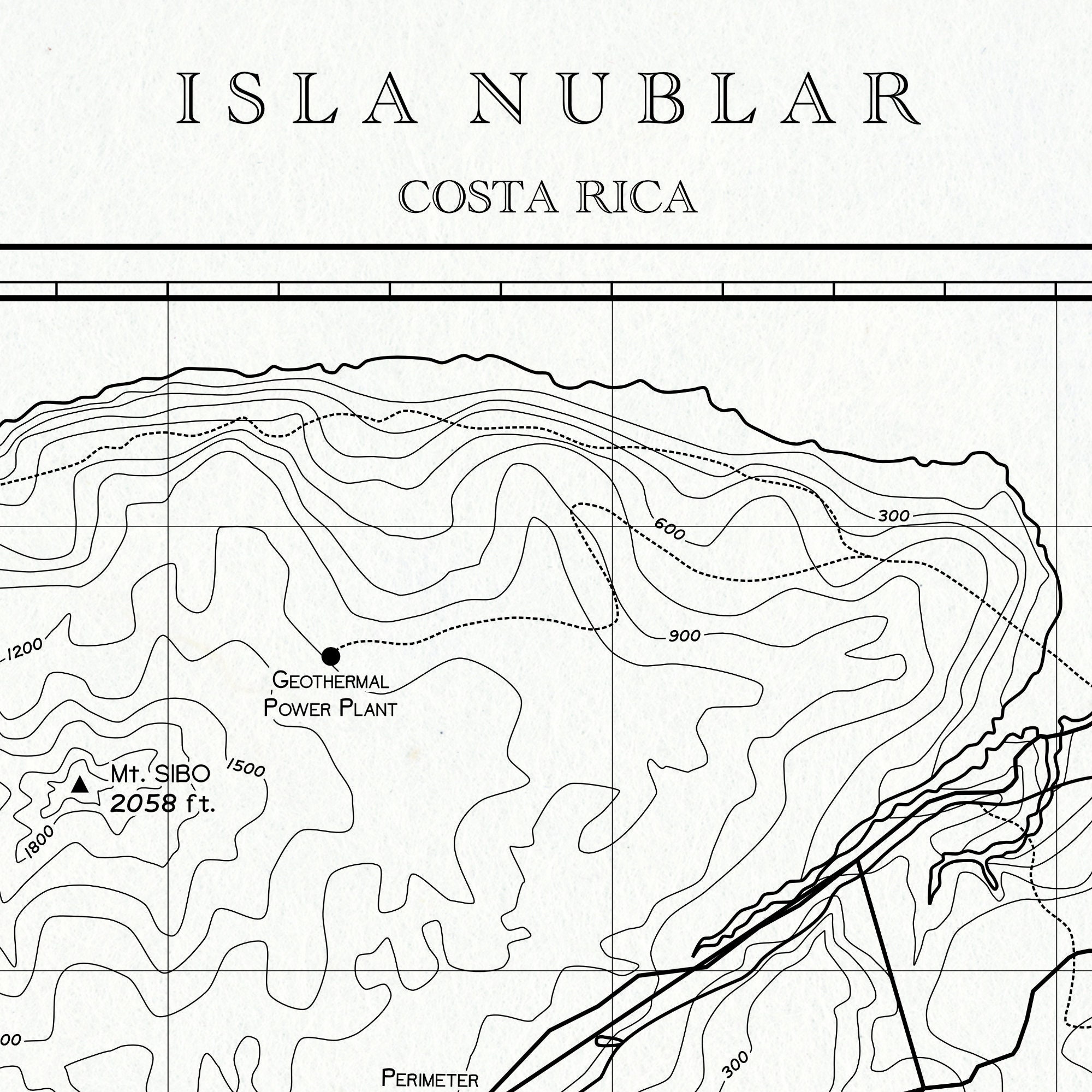 Jurassic Park Map Minimalist Poster Isla Nublar Movie Film Print