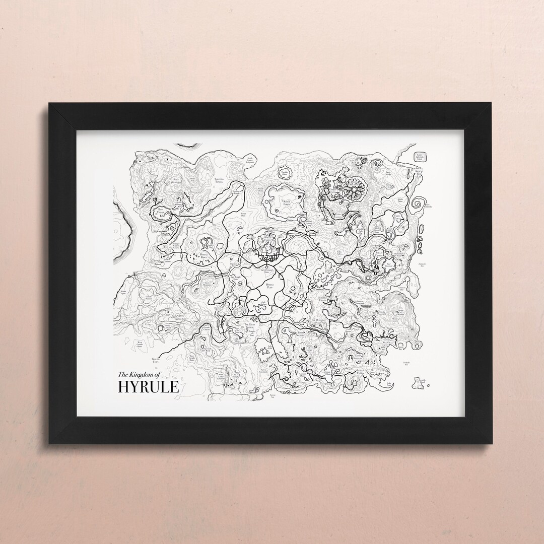 Hyrule Map Print - Minimalist Zelda Breath of the Wild Wall Art - Light ...