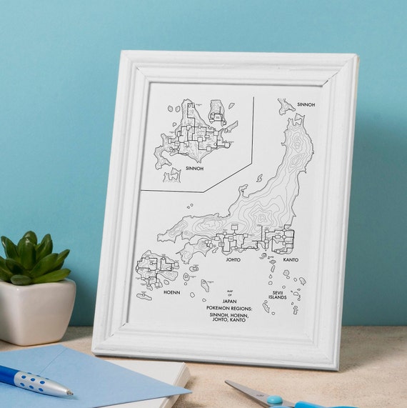 Pokemon Map Japan Print 8x10 Inches Game Poster Johto - Etsy