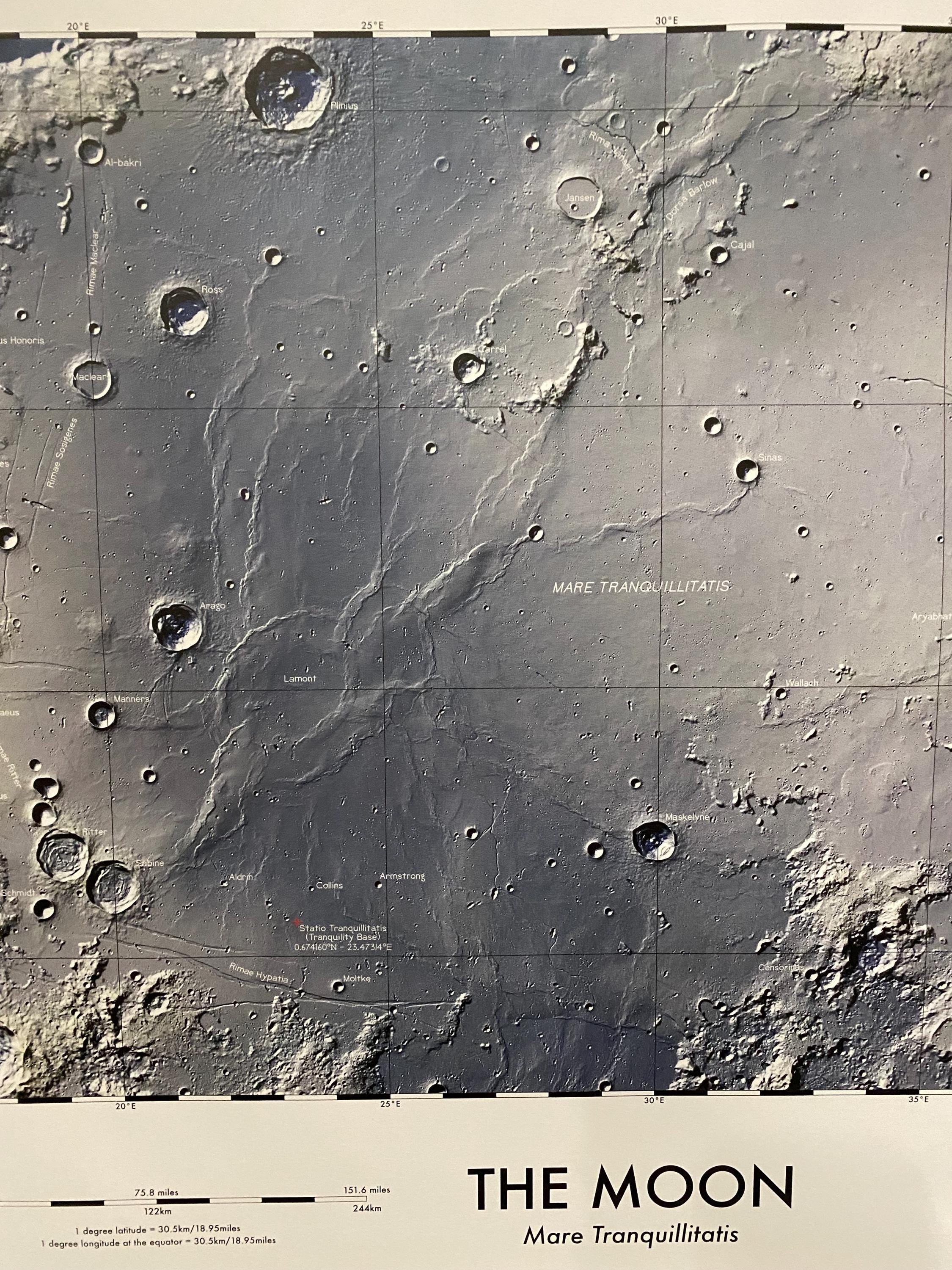 Apollo 11 Landing Site Map | Mare Tranquillitatis Lunar Chart Wall Art ...