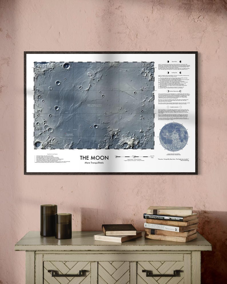 Apollo 11 Landing Site Map | Mare Tranquillitatis Lunar Chart Wall Art ...