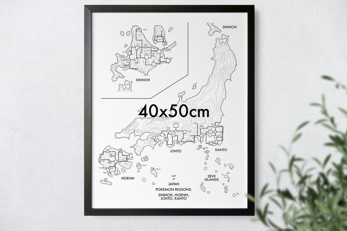 Pokemon Regions Map Poster Johto Kanto Sinnoh Hoenn Based on - Etsy UK