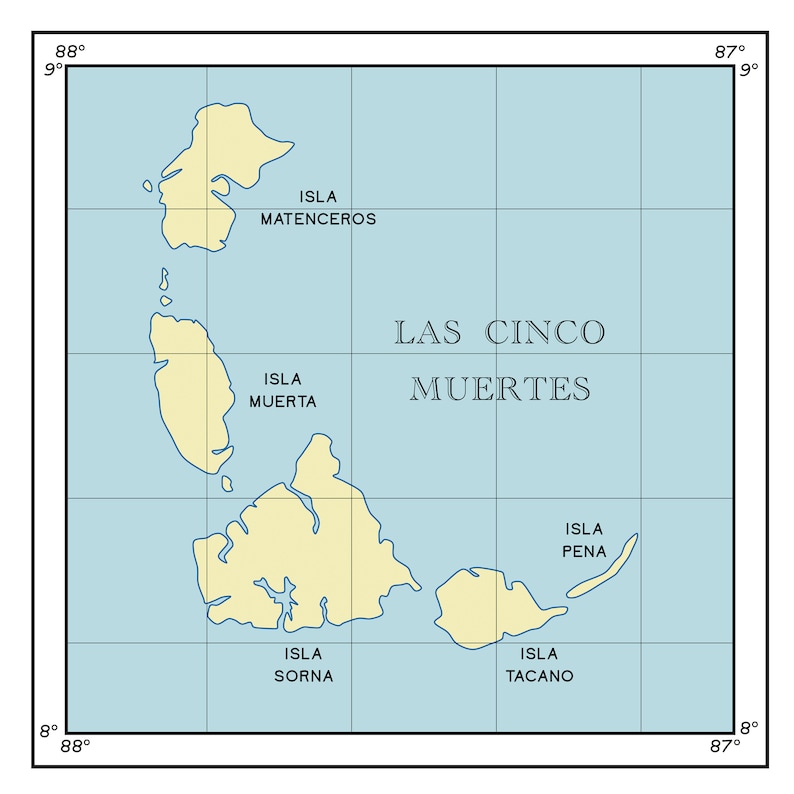 Jurassic Park Map Las Cinco Muertes Archipelago Minimalist - Etsy UK