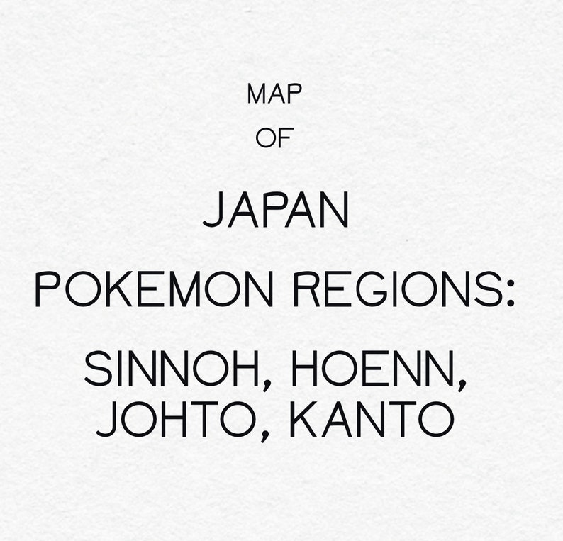 Pokemon Regions Map Print, Japan, Sinnoh Johto Kanto Hoenn - Etsy