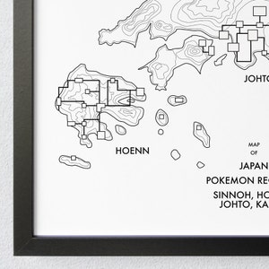 Pokemon Map Japan Print - 8x10 Inches - Game Poster - Johto Kanto ...