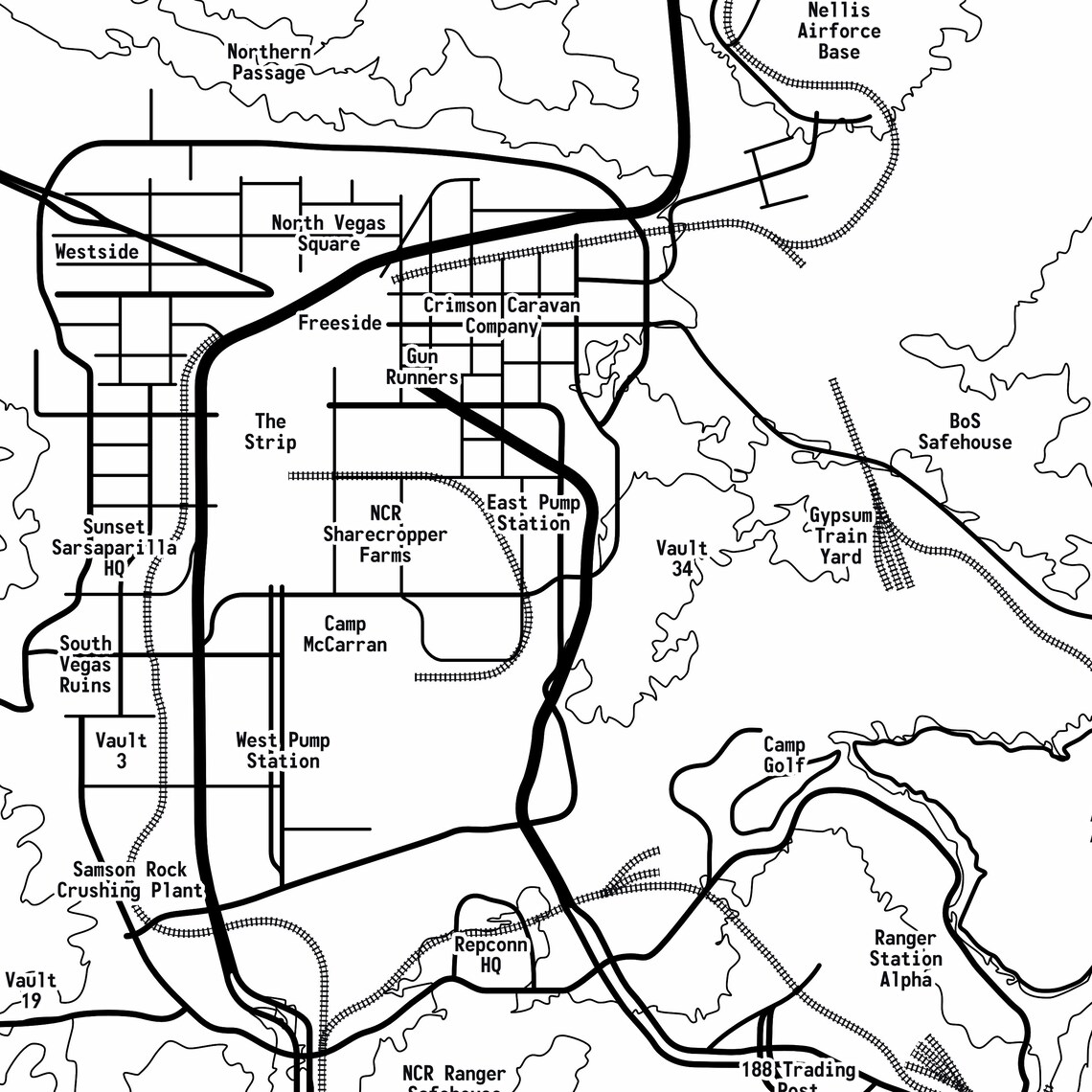 Fallout New Vegas Poster Video Game Posters Las Vegas Map - Etsy