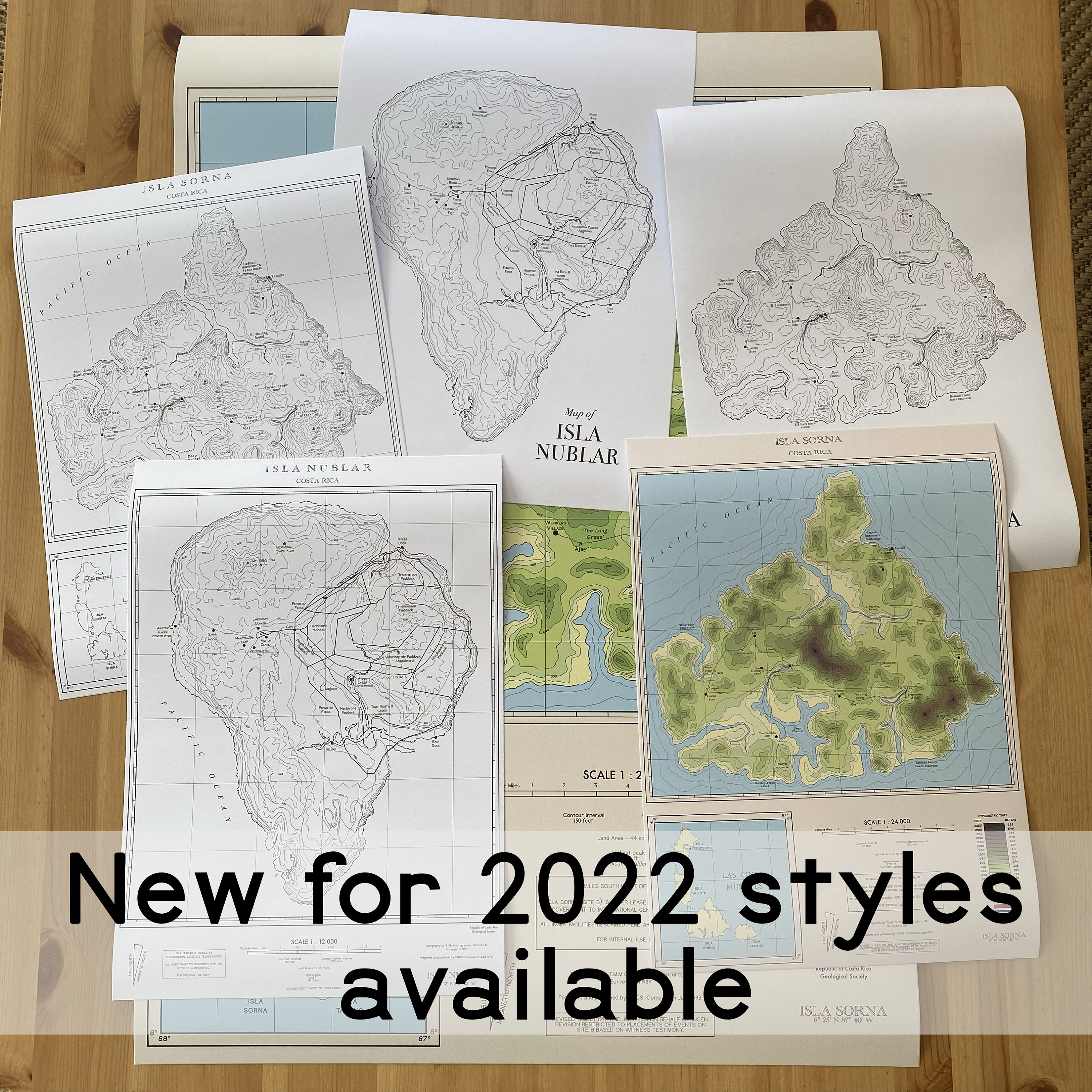 Jurassic Park Map Minimalist Poster Isla Nublar Movie Film Print ...