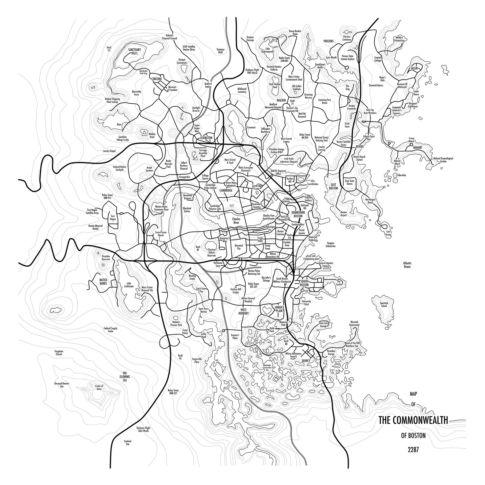 Fallout 4 Map Printable Digital Download Game Poster the | Etsy