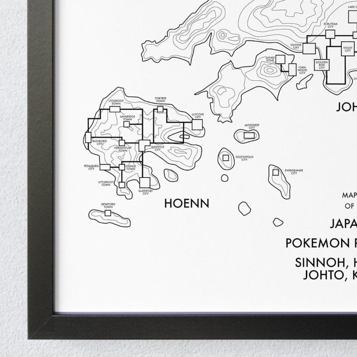 Pokemon Regions Map Poster Johto Kanto Sinnoh Hoenn 6 | Etsy UK