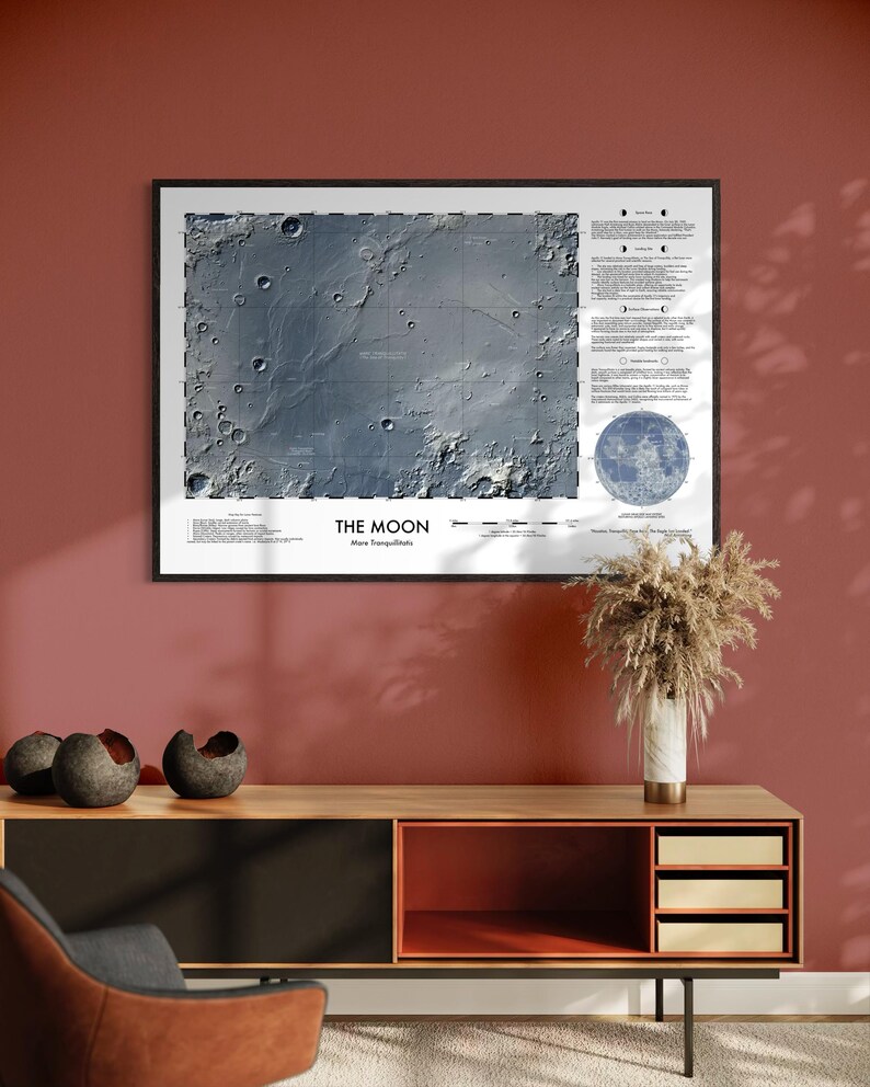 Apollo 11 Landing Site Map | Mare Tranquillitatis Lunar Chart Wall Art ...