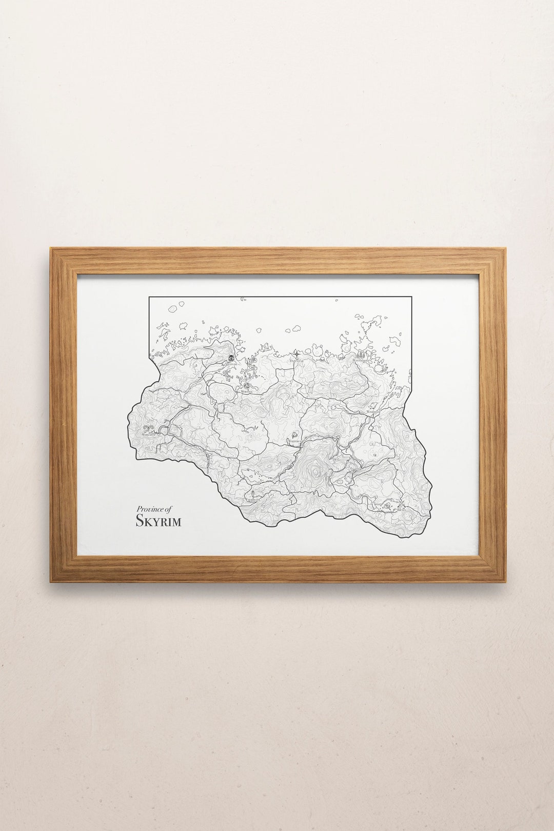 Skyrim Minimalist Wall Art Map Gift for Gamers - Elder Scrolls Tamriel ...