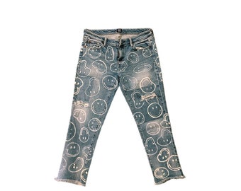 Smiley Face Jeans - Etsy UK