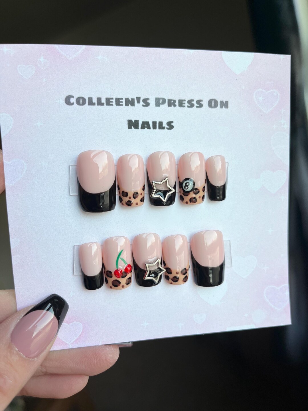Cheetah French Tip Nails - Etsy