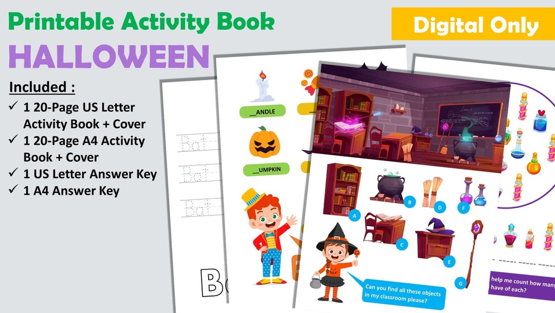 20-page Printable Halloween Activity Book (DIGITAL ONLY) - Etsy