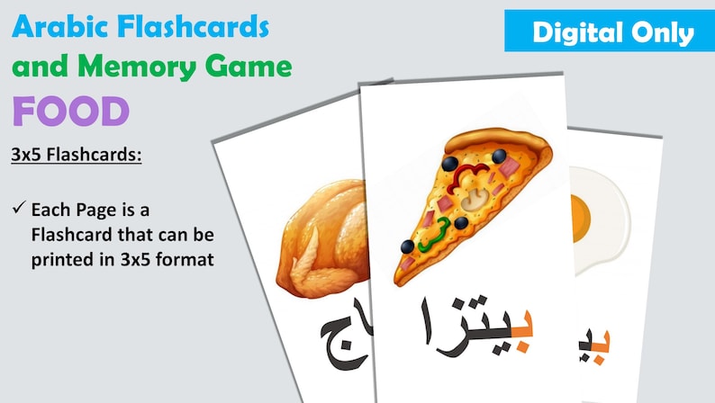 44 Printable Arabic Food Flashcards and Memory Game (DIGITAL ONLY) - Etsy