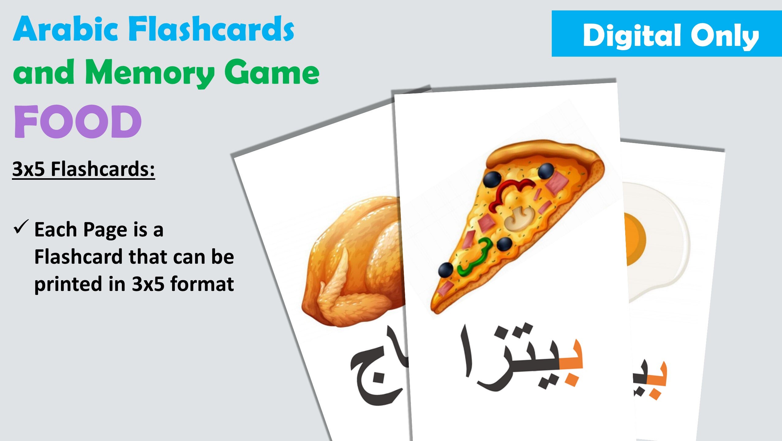 44 Printable Arabic Food Flashcards and Memory Game (DIGITAL ONLY ...