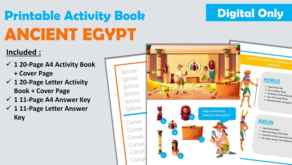 20-page Printable Ancient Egypt Activity Book (DIGITAL ONLY) - Etsy