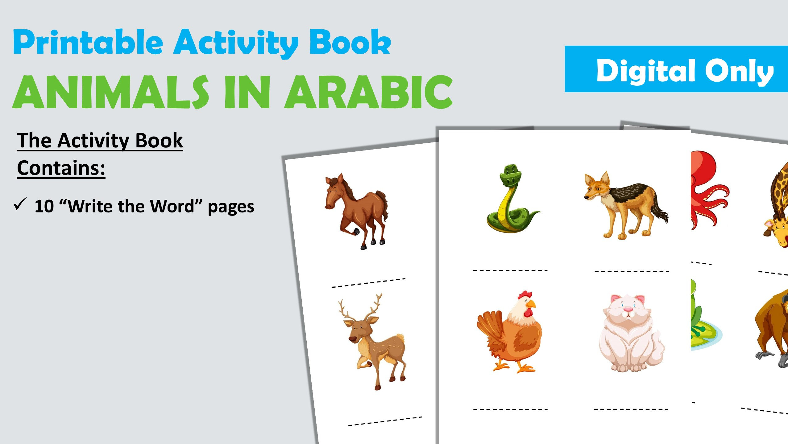 77-page Printable Arabic Animals Activity Book (with Audio Samples) - Etsy