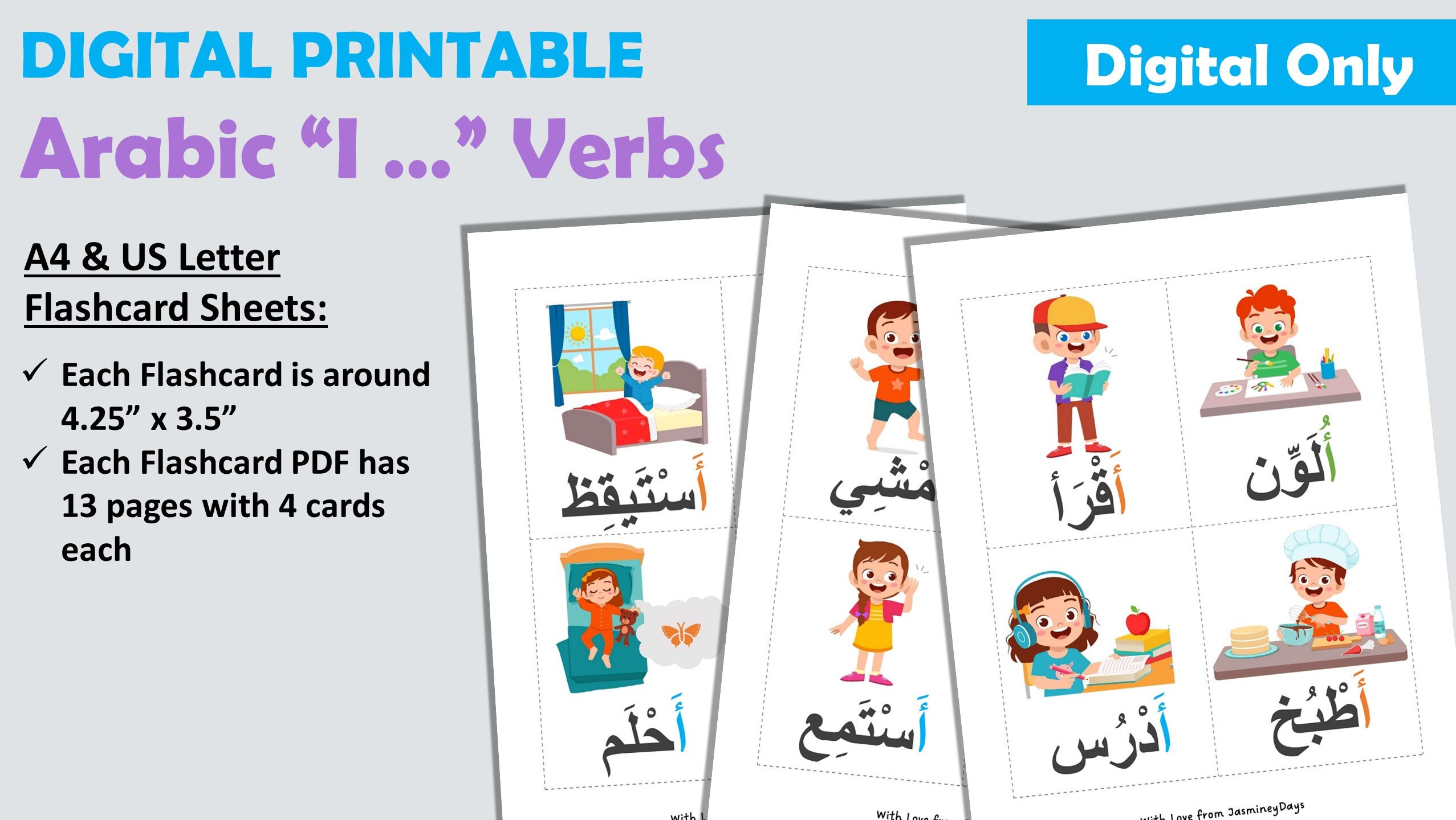 52 Printable Arabic Verb Flashcards With Translations (DIGITAL ONLY) - Etsy