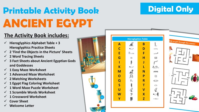 20-page Printable Ancient Egypt Activity Book (DIGITAL ONLY) - Etsy