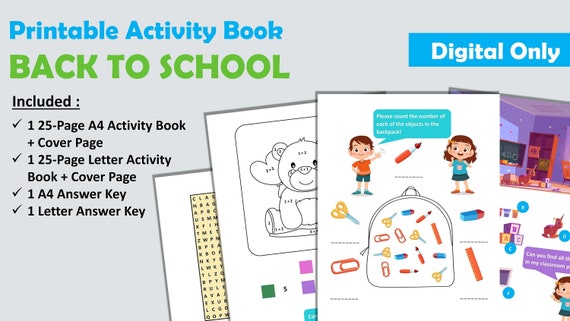 25-page Back to School Printable Activity Book Answer Key - Etsy