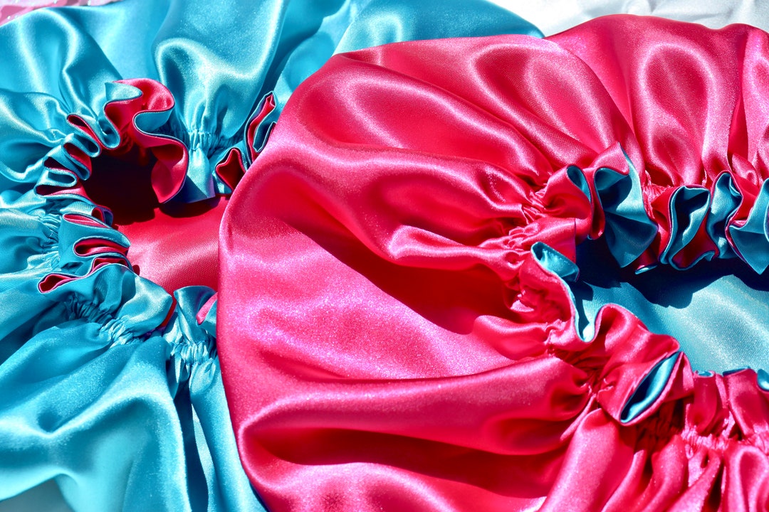 Reversible Satin Bonnet: Teal & Hot Pink, Double Lined - Etsy