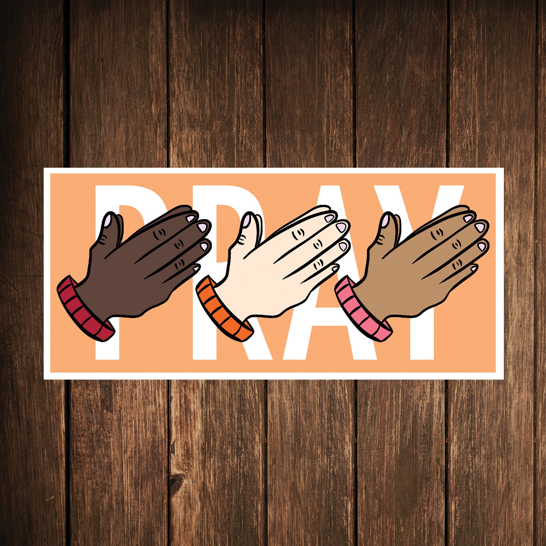 PRAY Praying Hands Glossy Paper Sticker | Etsy