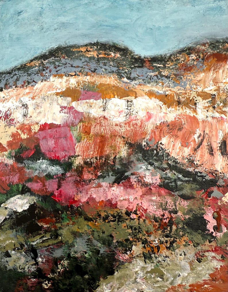 Santa Fe Landscape Painting-cradled Wood-original Art-home Decor Art ...