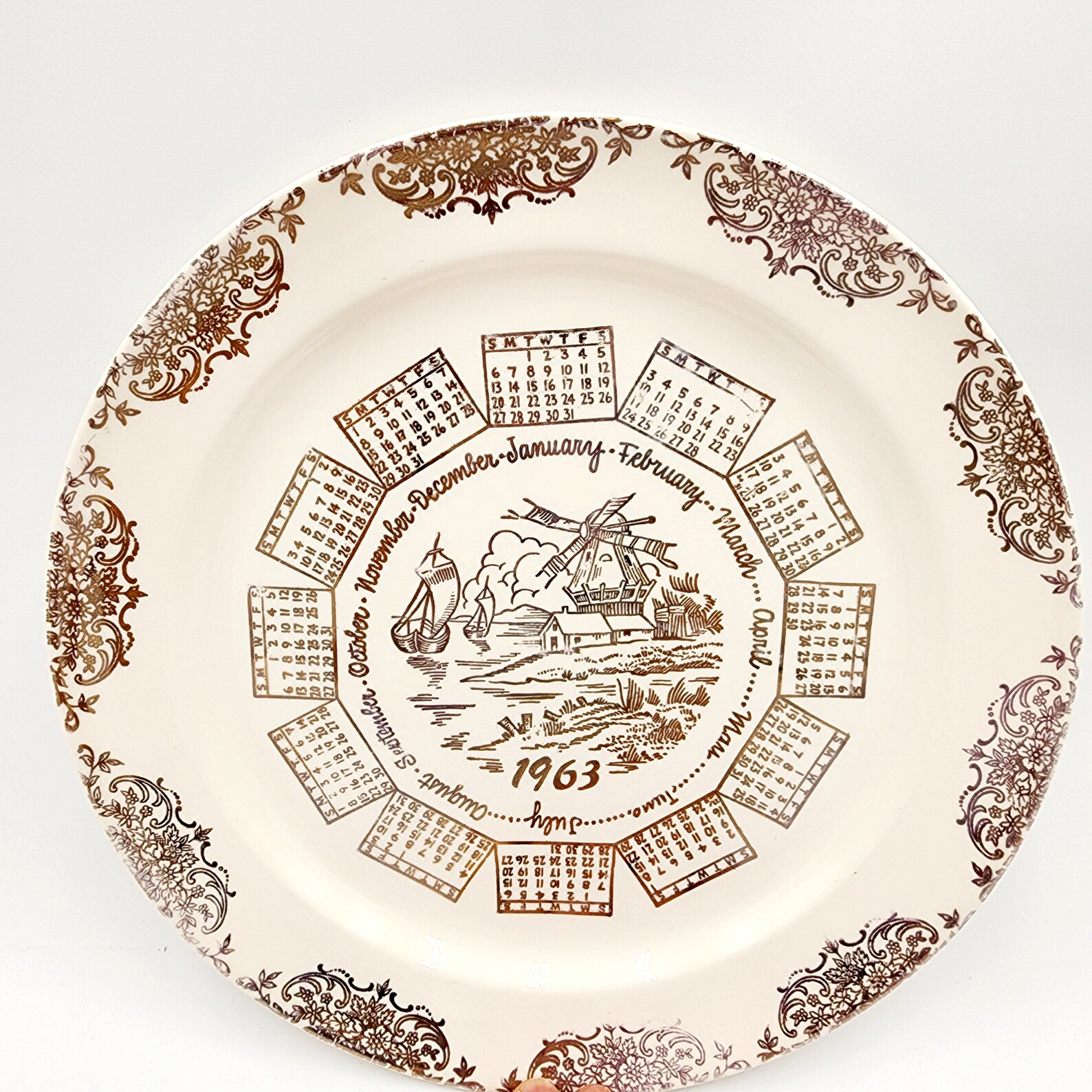 Vintage 1963 Calendar Plate-vintage Plate-plate From 1960's-ceramic ...