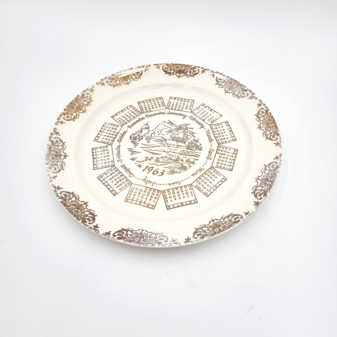 Vintage 1963 Calendar Plate-vintage Plate-plate From 1960's-ceramic ...