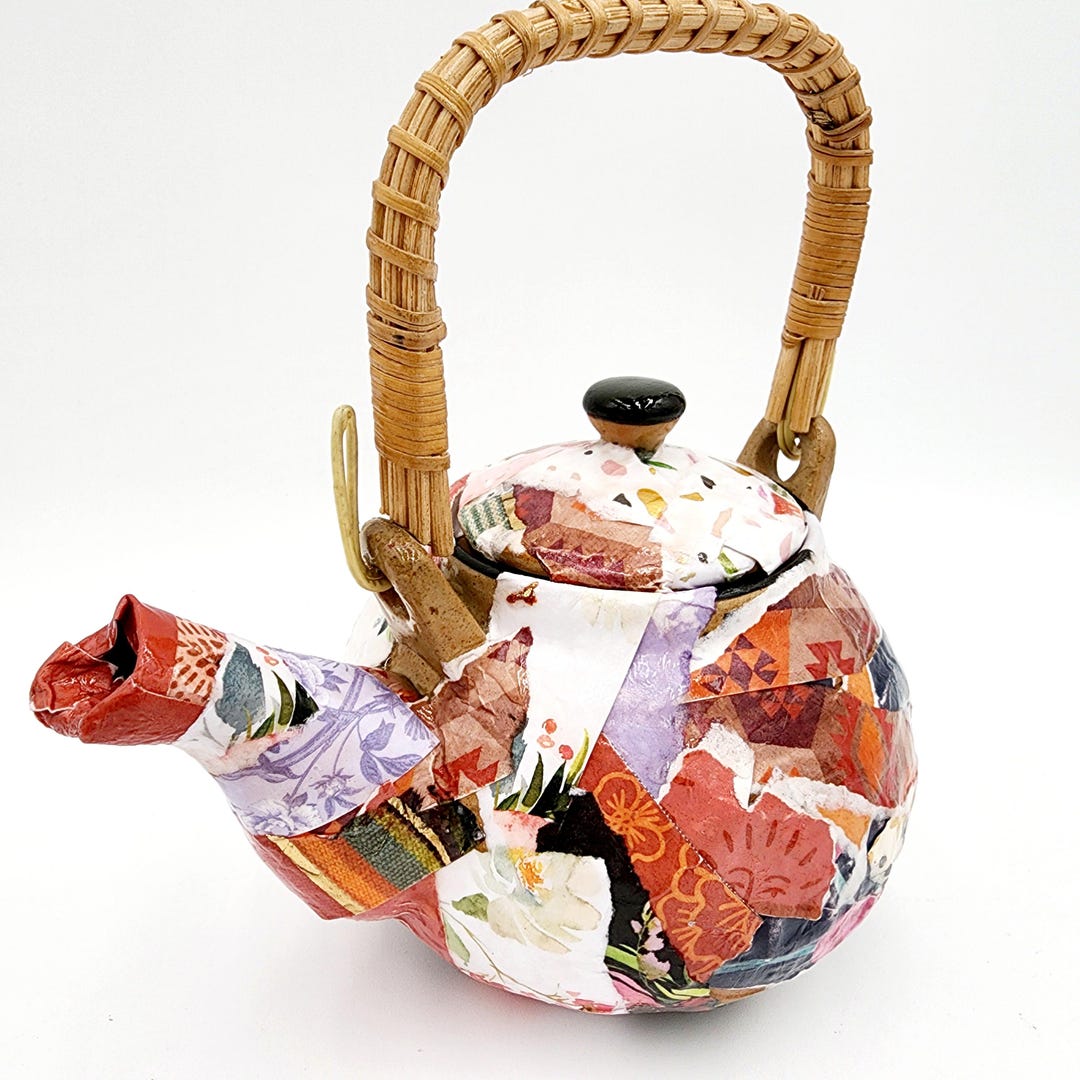 Teapot Paper Collage-collaged Teapot-teapot Collage-paper Collaged ...