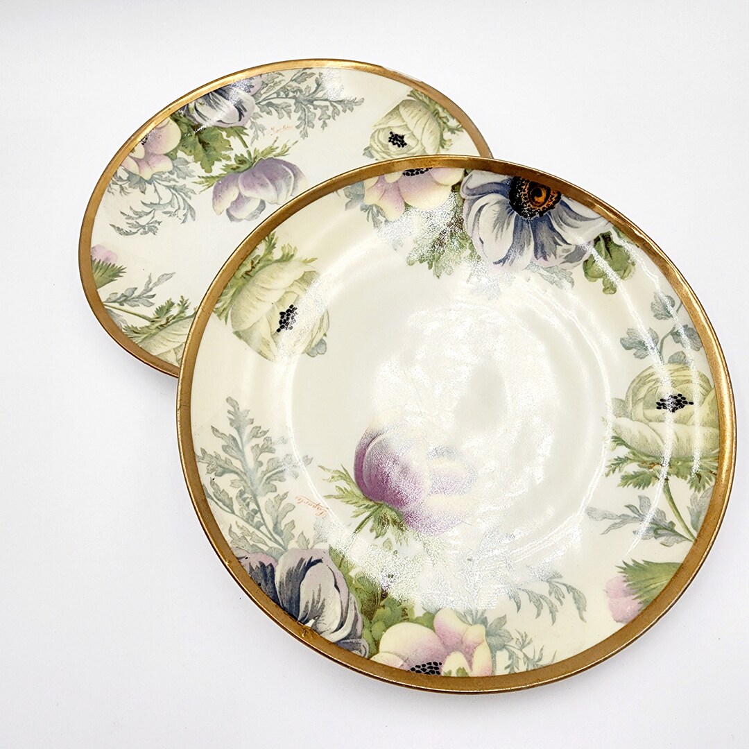 Royal Austria Plates-floral Design of Poppies and Peonies-signed by ...