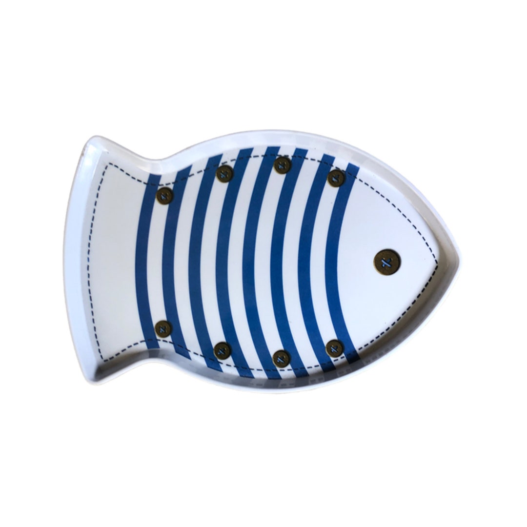 French Blue & White Stripes Sea Design Fish Shaped Tray - Etsy