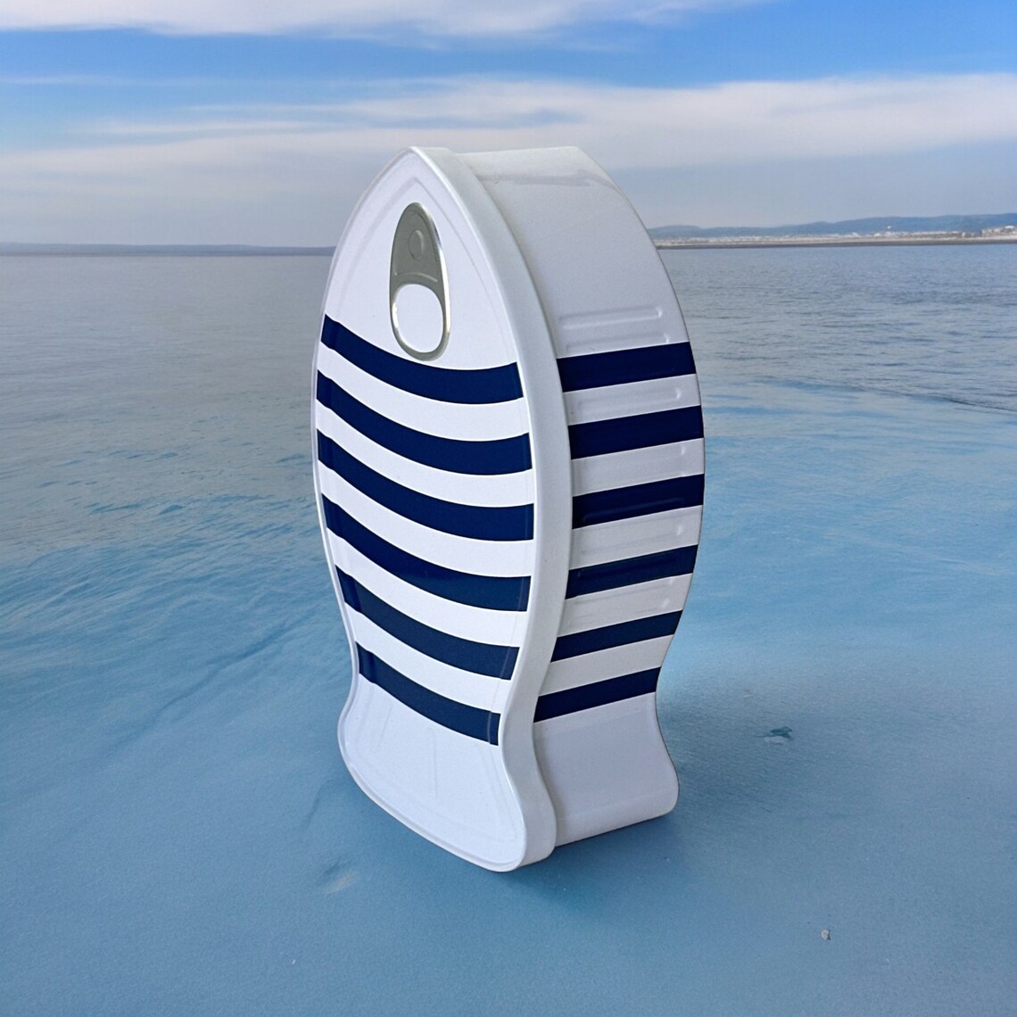 French Coastal Fish Tin Box | Blue and White Striped Metal Can - Etsy