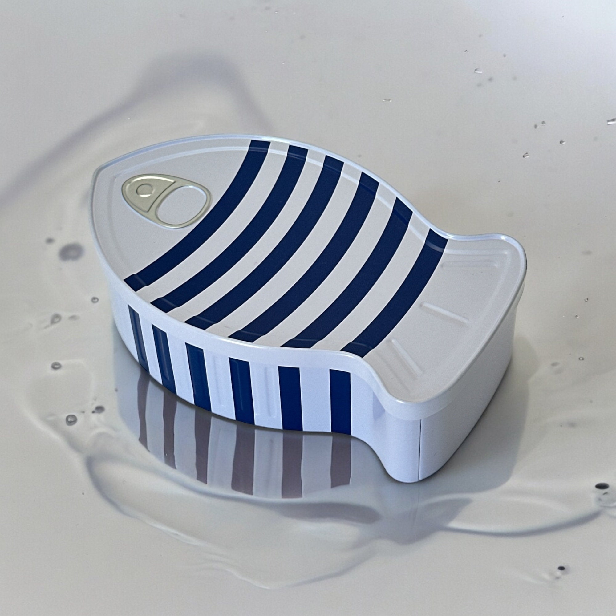 French Coastal Fish Tin Box | Blue and White Striped Metal Can - Etsy