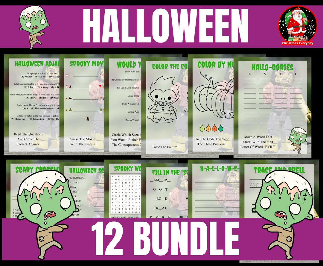 Zombie Printable Halloween Games Printable Zombie Party - Etsy